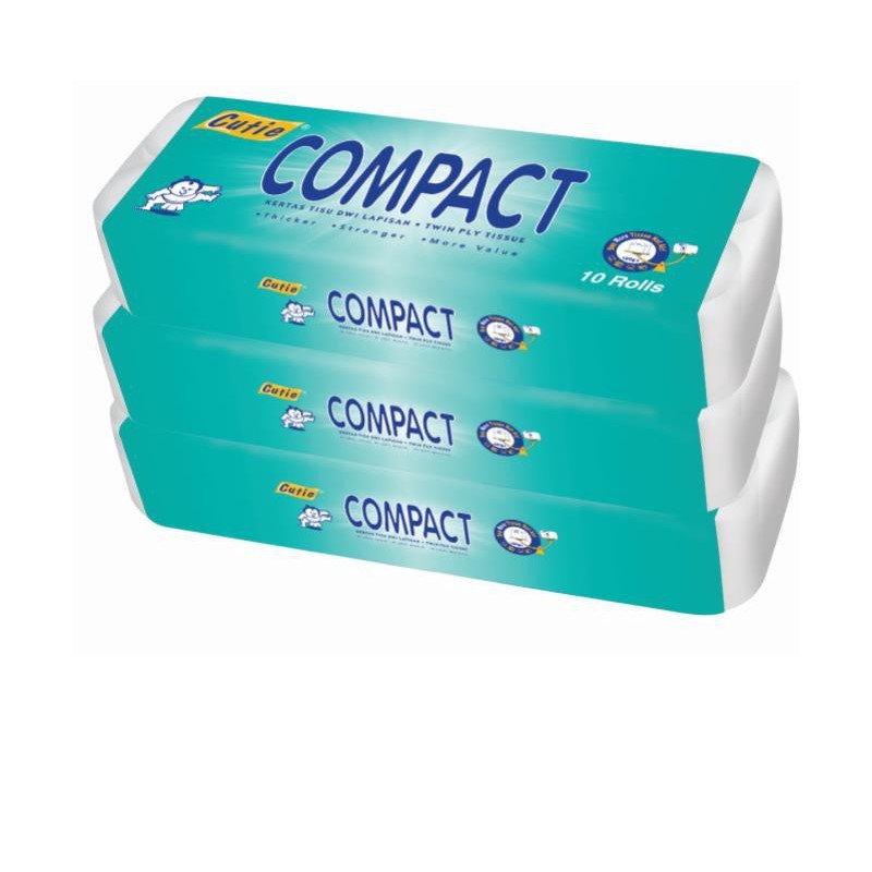 Cutie Heavy Duty Compact Toilet Roll, 10 Rolls, Pack of 3 (180g/Roll ...
