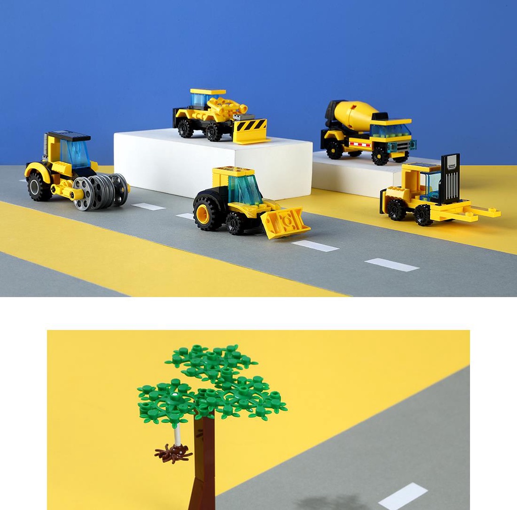 MINISO Construction Vehicles Building Blocks Road Roller | Shopee ...