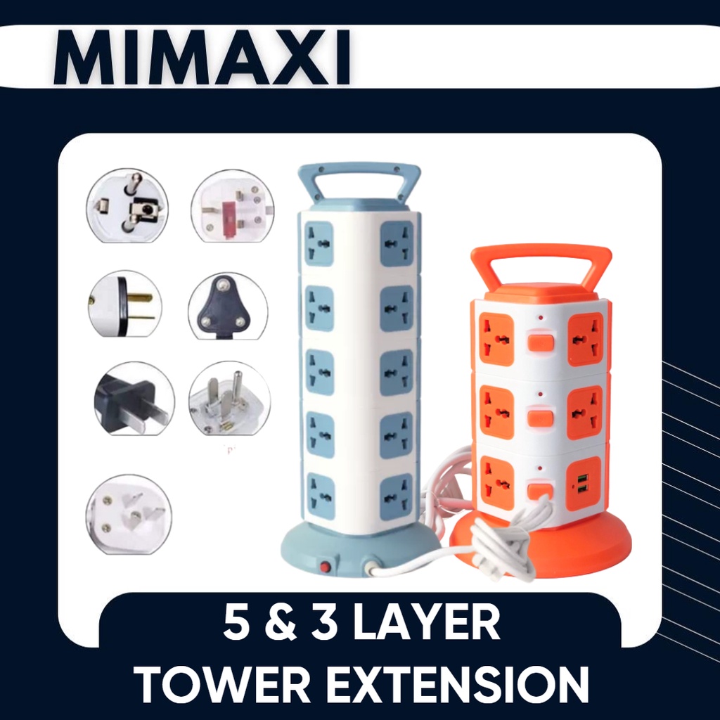 MULTIFUNCTIONAL 5 LAYER /3 LAYER TOWER STYLE VERTICAL SMART SOCKET WITH ...
