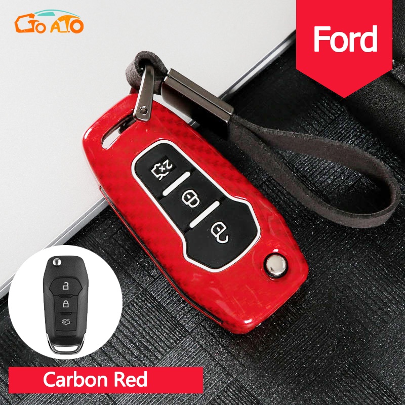 GTIOATO For Ford Carbon Fiber Key Cover Case Shell Car Remote Key ...