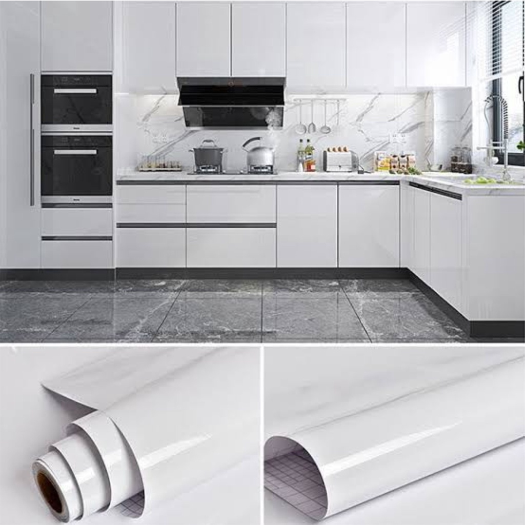 PUTIH Plain White 1 Meter WALL STICKER/Kitchen Table STICKER/Motorcycle ...