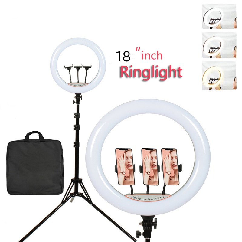 LED Ring Light 18" Beauty Ring Lighting W/ 2M Light Stand Make up ...