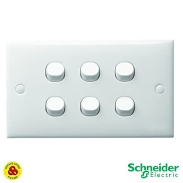 Schneider Classic 6 Gang Switch ET36_1_2AR_WE 6Gang 1 Way White ...