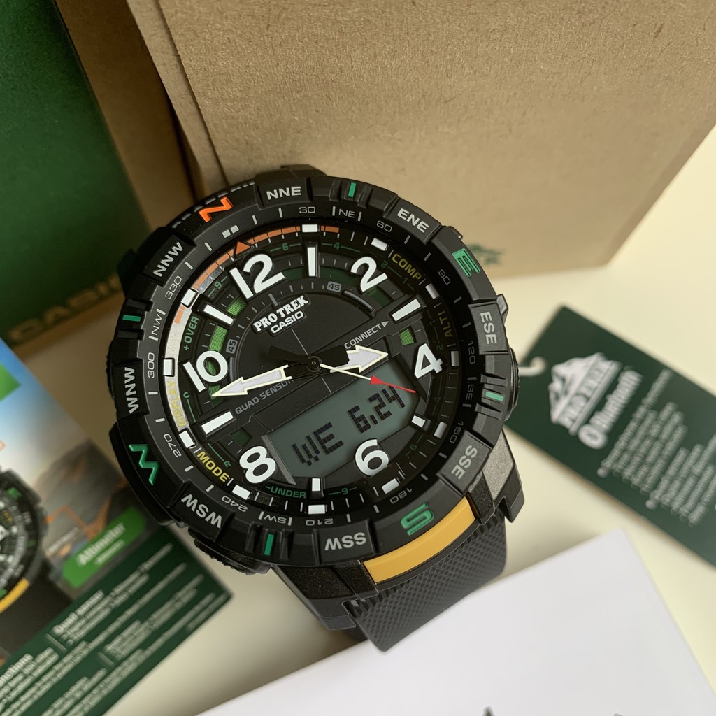 Casio Pro Trek PRTB50-1 Quad Sensor Bluetooth Smartlink Black Resin ...