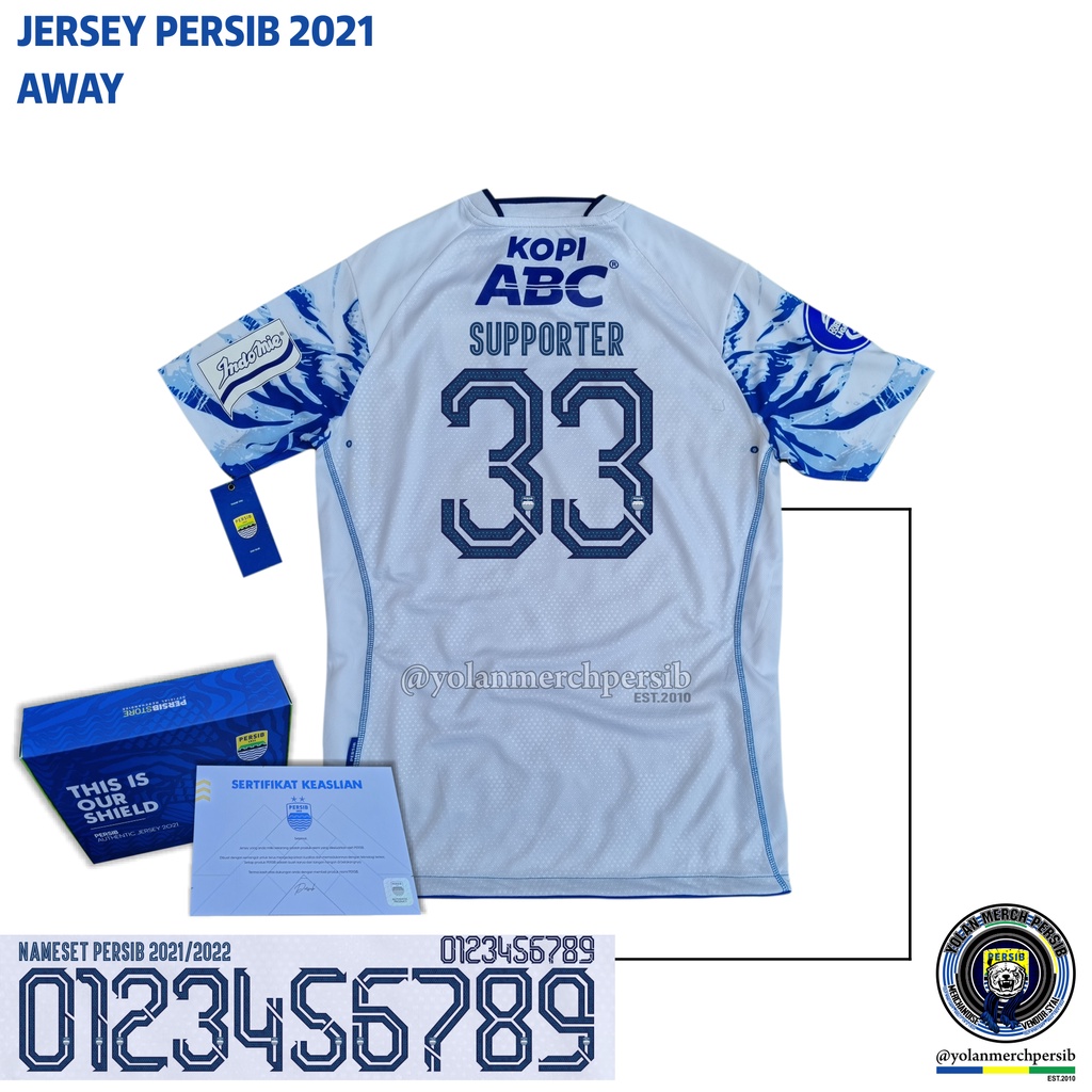 Persib Jersey 2021/2022 Original Player Issue Away Nameset Custom ...