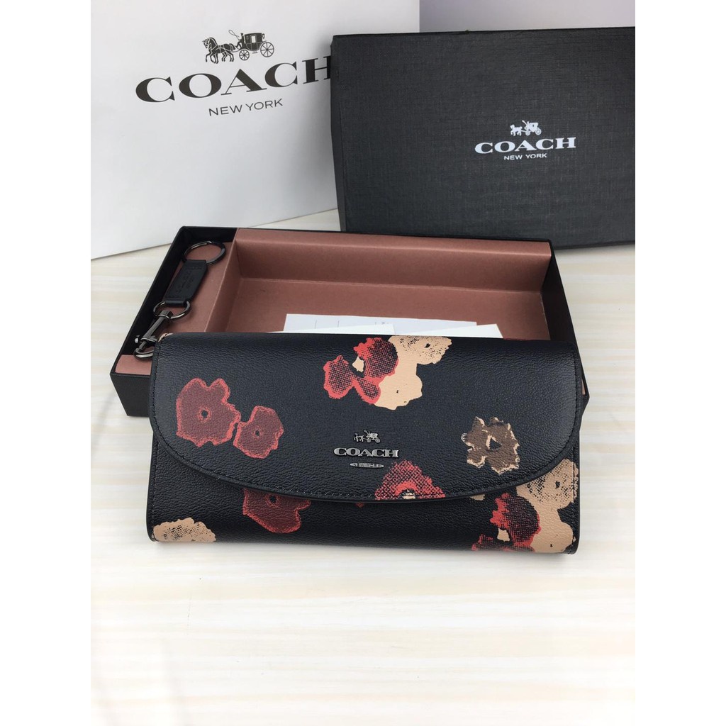 *Ready Stock* 100% original COACH 54022 plum long zipper ladies wallet ...