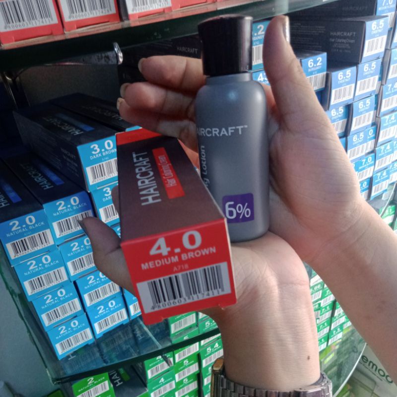 HBC-HAIRCRAFT HAIR COLOR REGULAR MEDIUM BROWN 4.0 60ml | Shopee Philippines