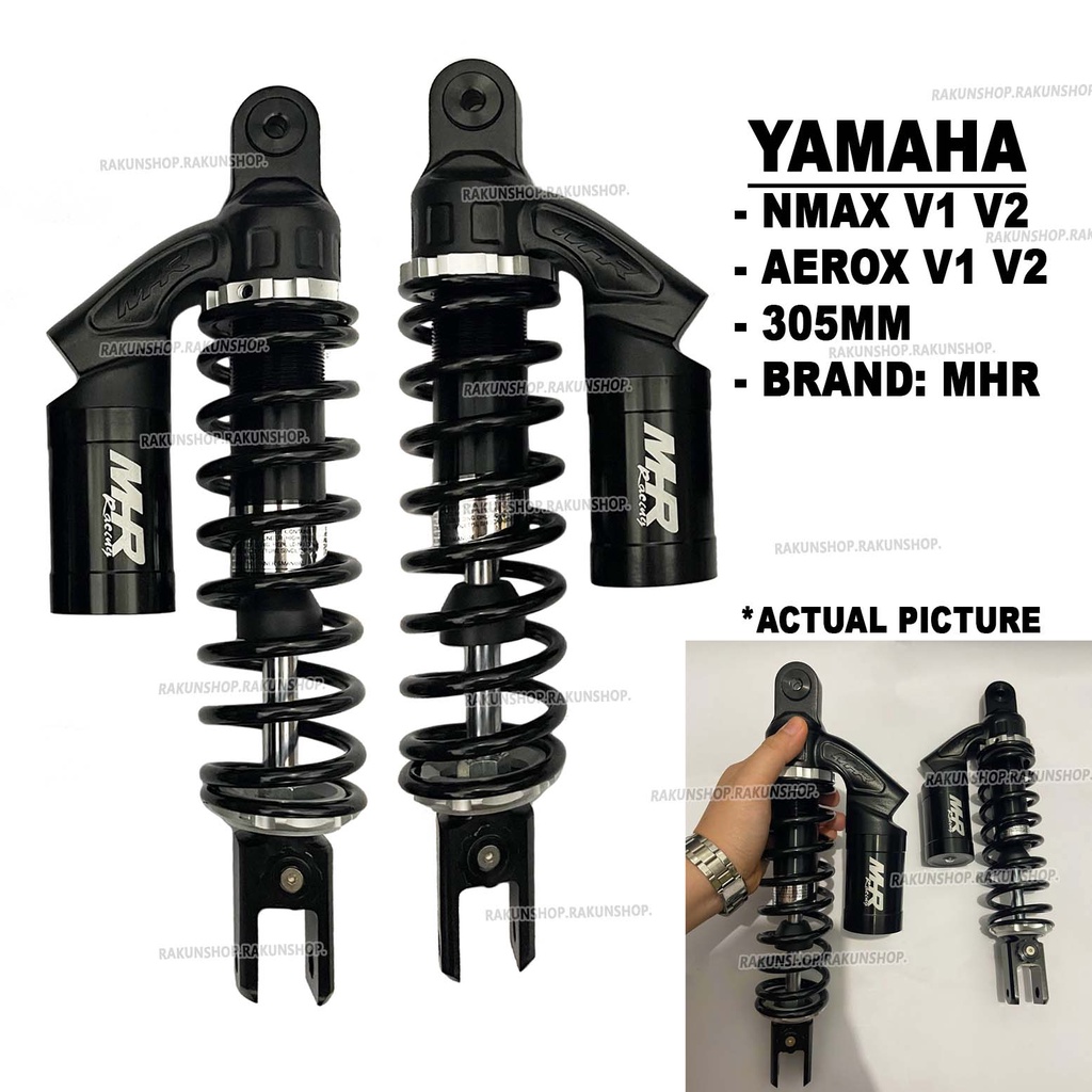 Yamaha NMAX AEROX V1 V2 Rear shock absorbers 2pcs with Baso style BLACK ...