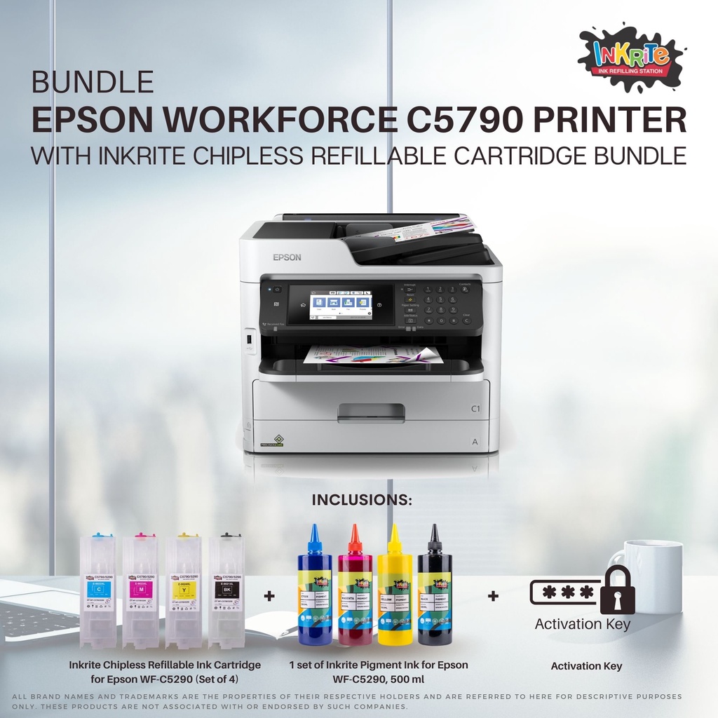 Epson WF-C5790 Printer with Inkrite Chipless Refillable Cartridge ...