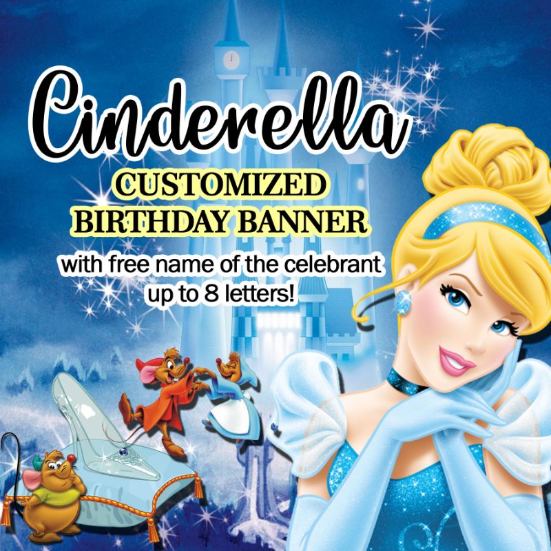 Cinderella birthday banner set with FREE 1 pack cupcake topper | Shopee ...
