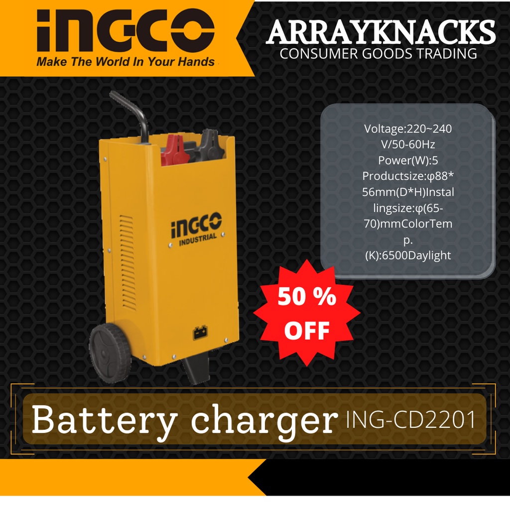 INGCO BATTERY CHARGER AND STARTER (ING-CD2201) POWERTOOLS | Shopee ...