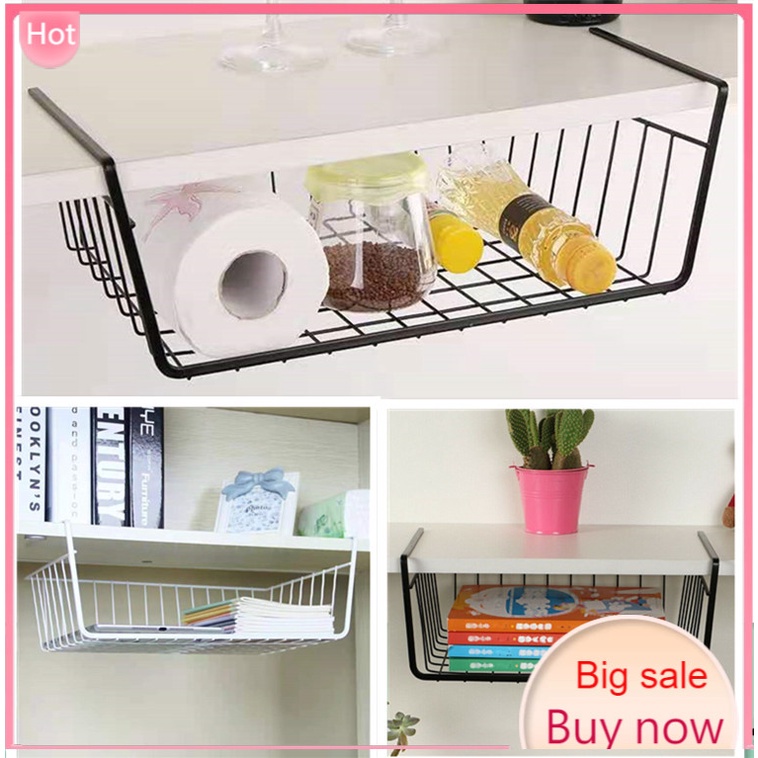 Under Shelf Table Storage Basket Rack Desk Wire Cabinet Hanging Rack ...