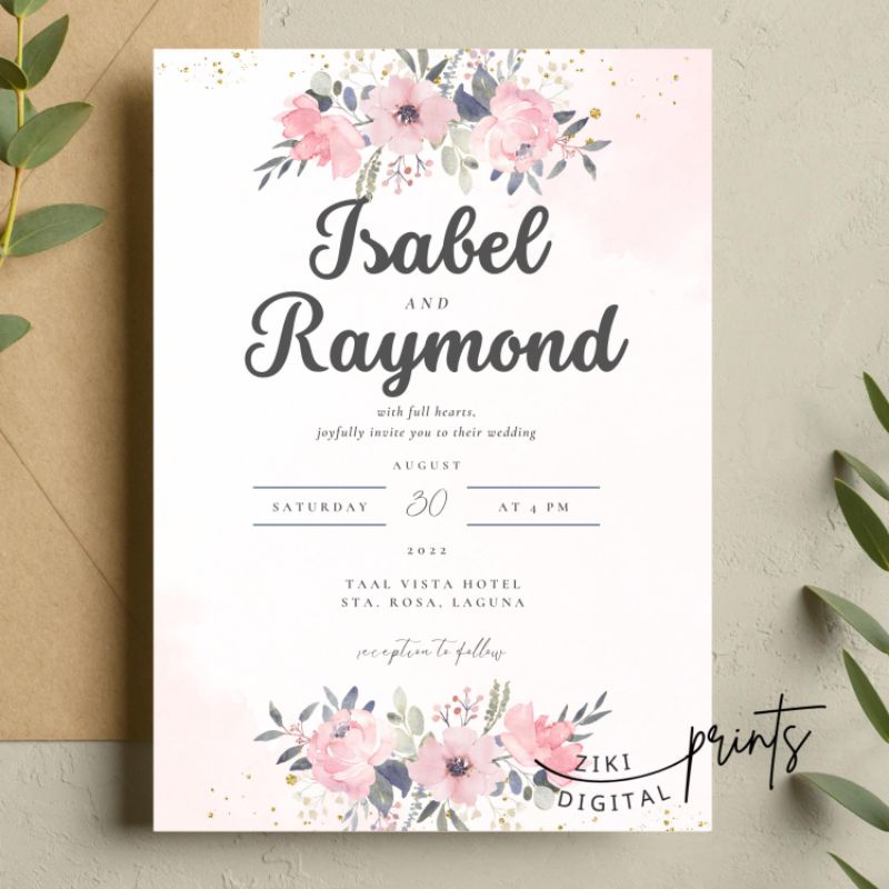 [COD] Blush Pink Floral Wedding Invitation cards Customized ...