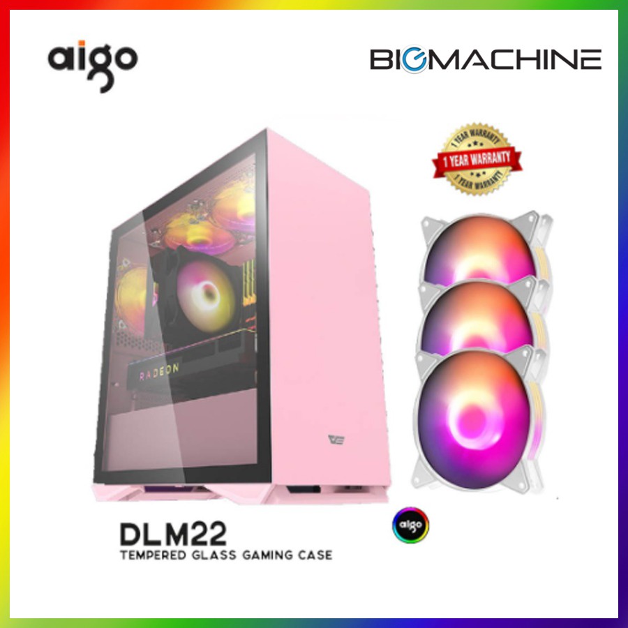 AIGO DarkFlash DLM22 m-ATX Casing (Pink/Mint) with FREE 3pcs C6 Aurora ...
