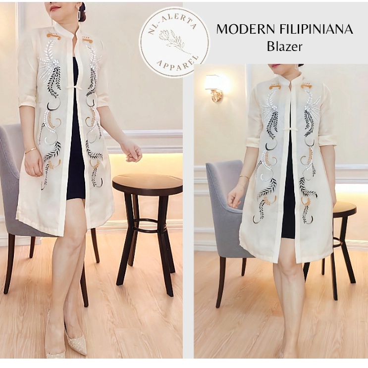 MODERN FILIPINIANA HAND PAINTED BARONG BLAZER DRESS AND INNER DRESS FOR ...