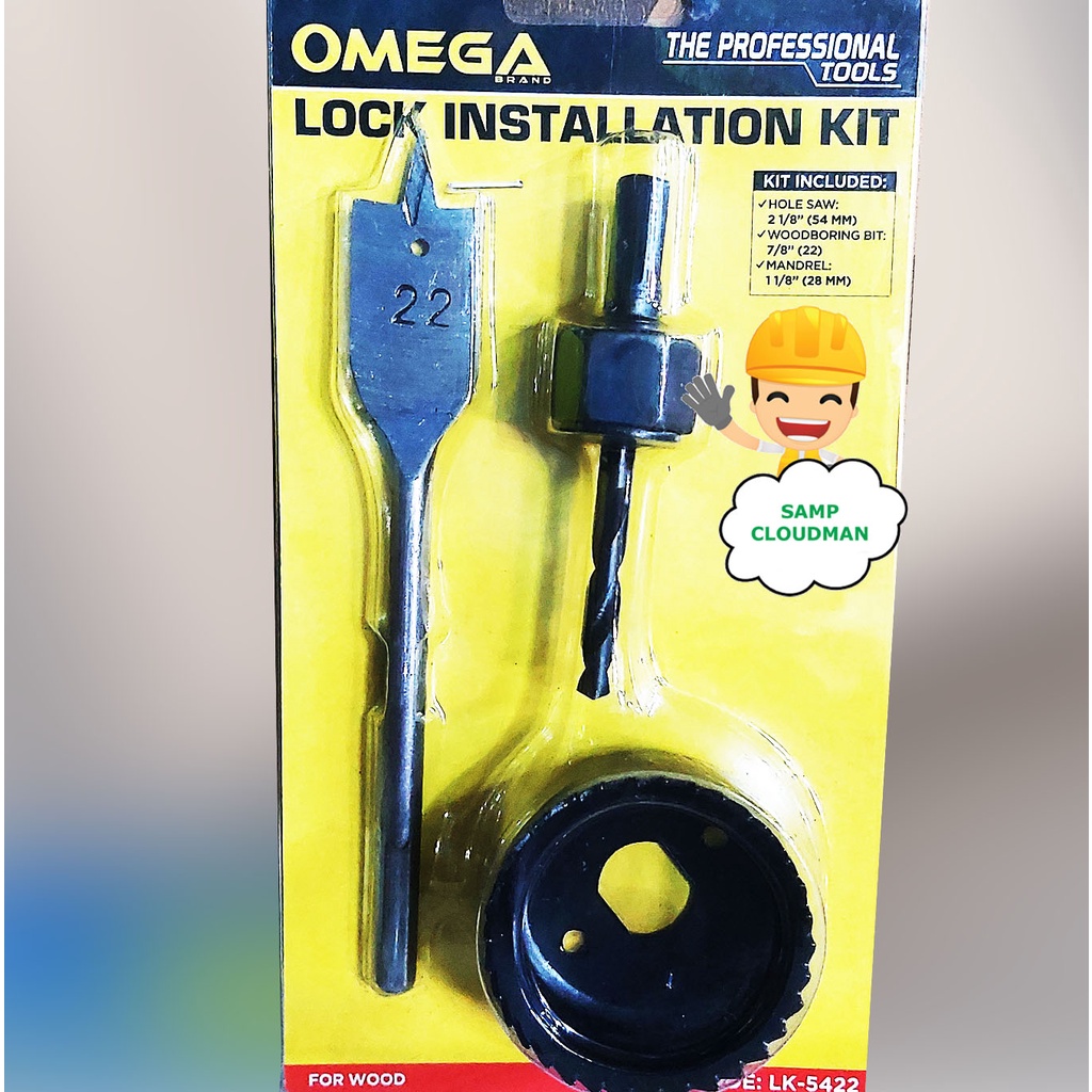 Omega Lock Installation Kit Set for Wood Hole Saw Wood Boring Bit ...