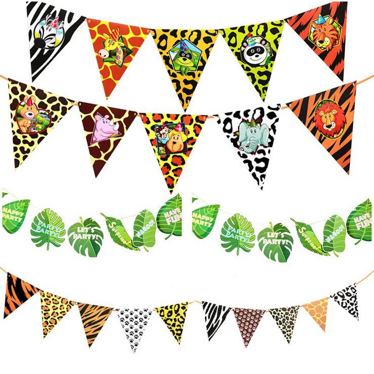 Animal Striped Pennant Banner String Triangle Bunting Flags for ...