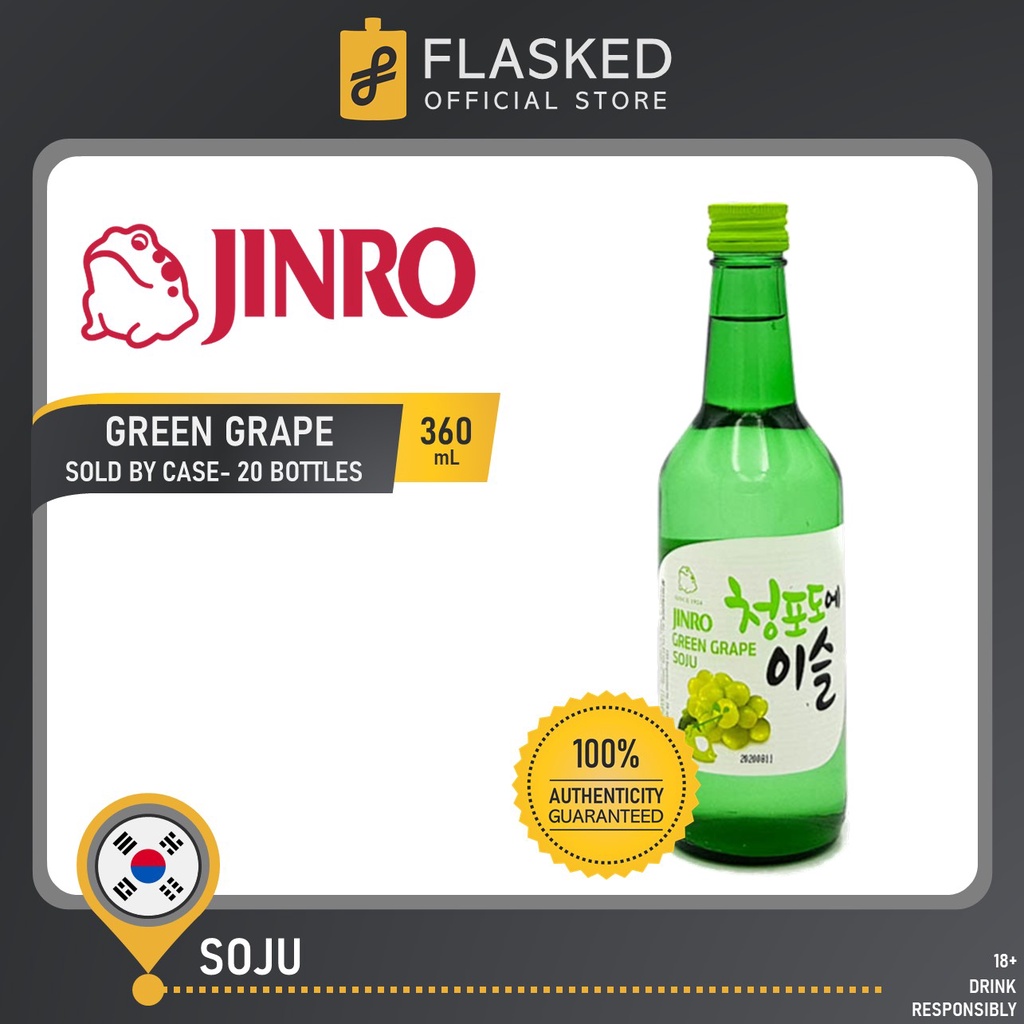 Jinro Chamisul Soju Green Grape 1 Case / 20 Bottles 360mL | Shopee ...