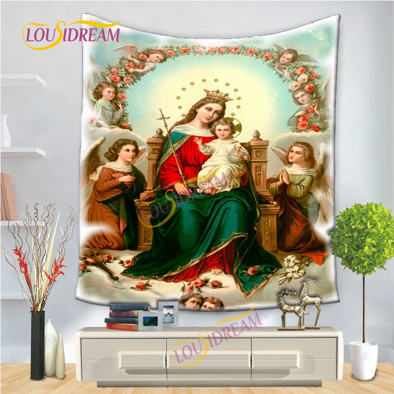 Virgin Mary Tapestry Wall Christ Hanging Jesus Tapestry 3D Printed ...