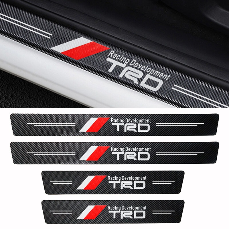 4Pcs/set TRD Car Door Sill Step Sticker Anti Scratch Strip for Toyota ...