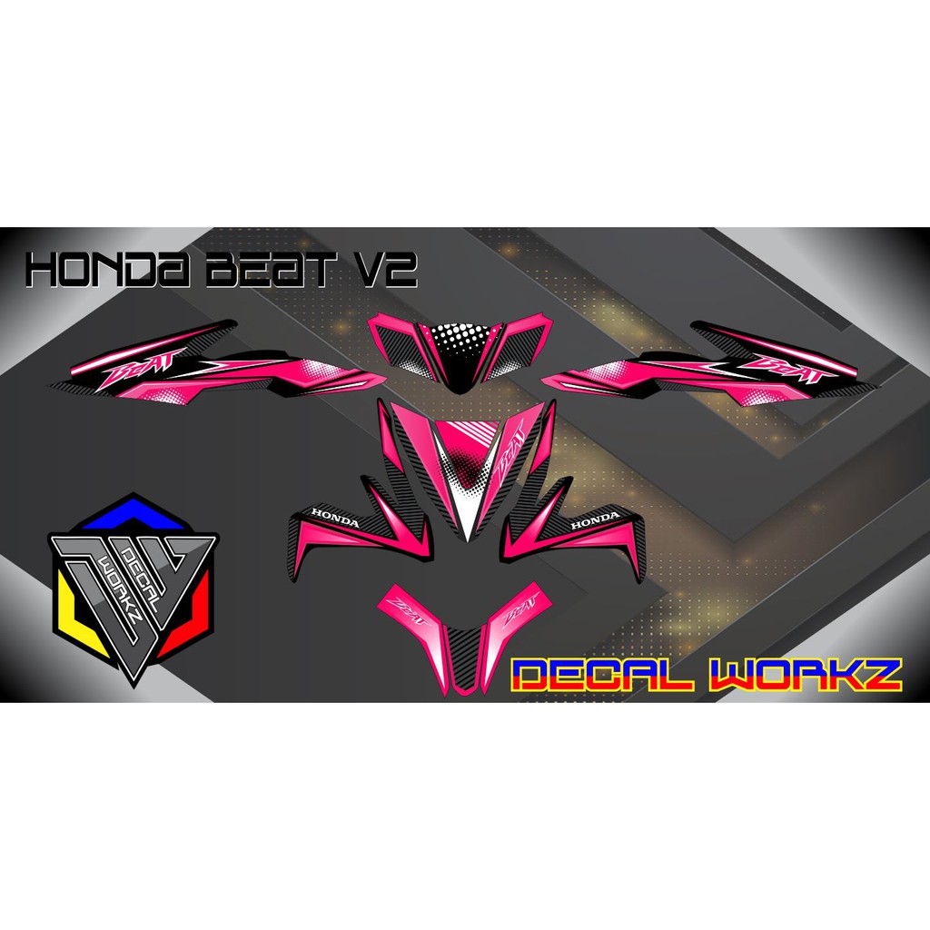 Honda Beat FI V2 Full Wrap Customized Decal Sticker Magenta Carbon ...