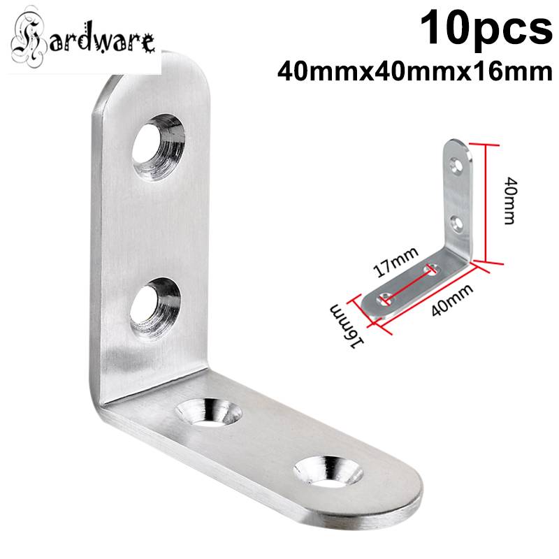 Hardware 10pcs Right Angle Bracket Corner Brace Stainless Steel L Shape