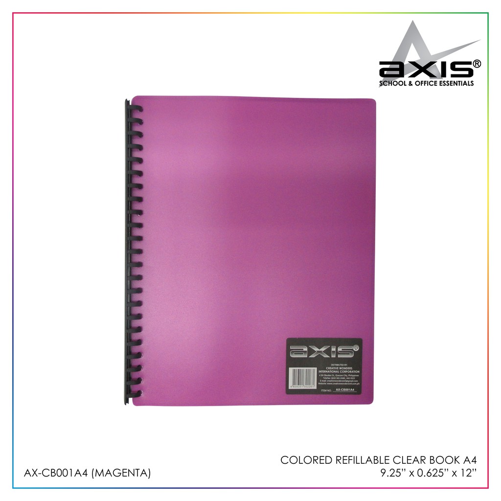Clearbook Colored Short A4 Folder Display Book Refillable 20 Pockets ...