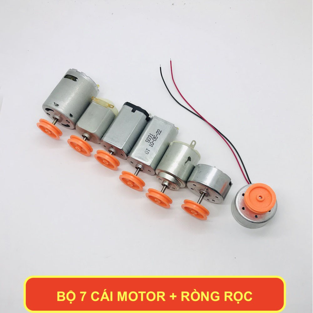 7 PCS - DIY mini motor set with voltage range 3V - 12V with pulley ...