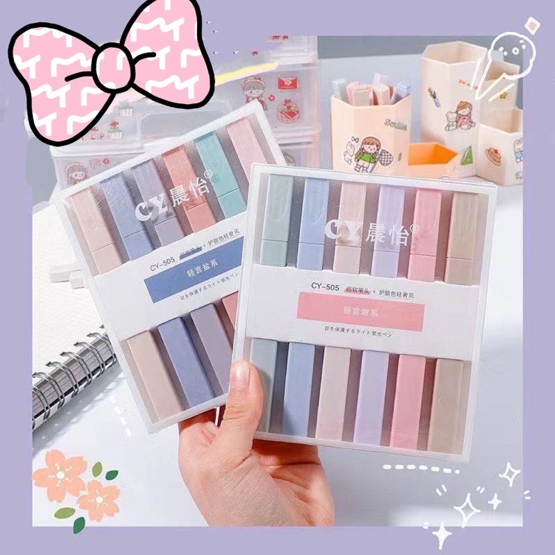 CY Morandi 6pcs/set Colored Series Soft Tip Highlighter Pen Art Marker ...