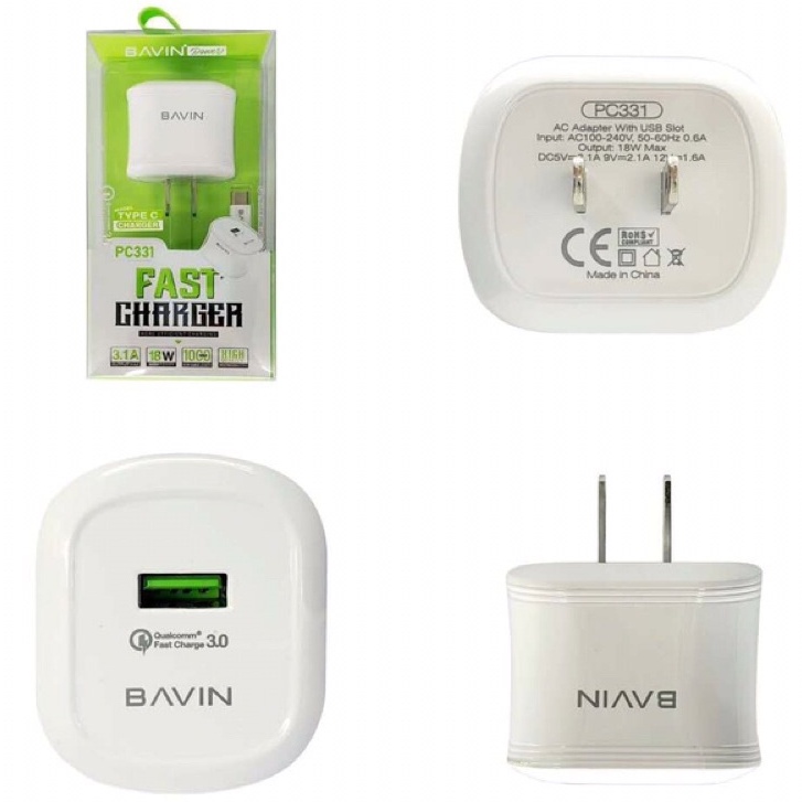 BAVIN PC331 3.1A Qualcomm 3.0 Wall Charger Fast Charge 18W For Android ...