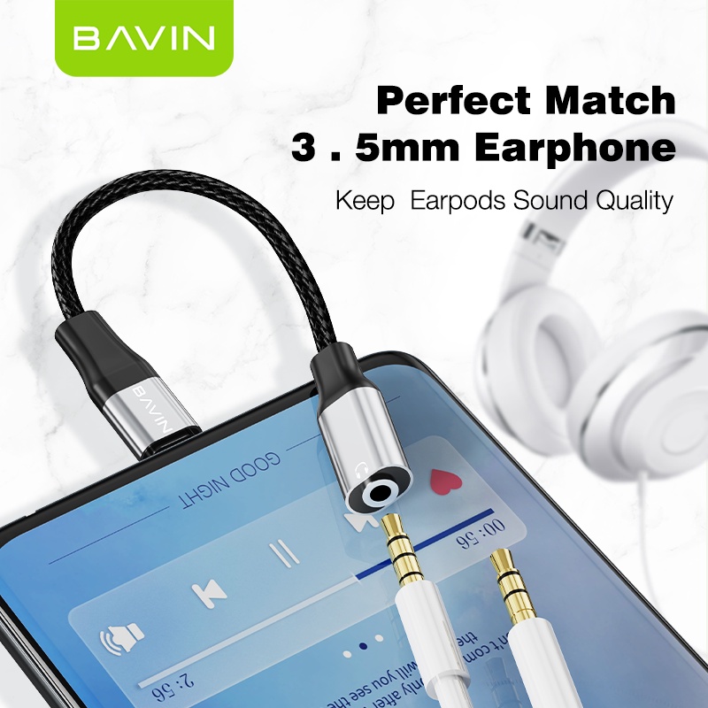 BAVIN AUX30 Earphone Headphone Adapter w/ Female Type-C to 3.5mm USB ...