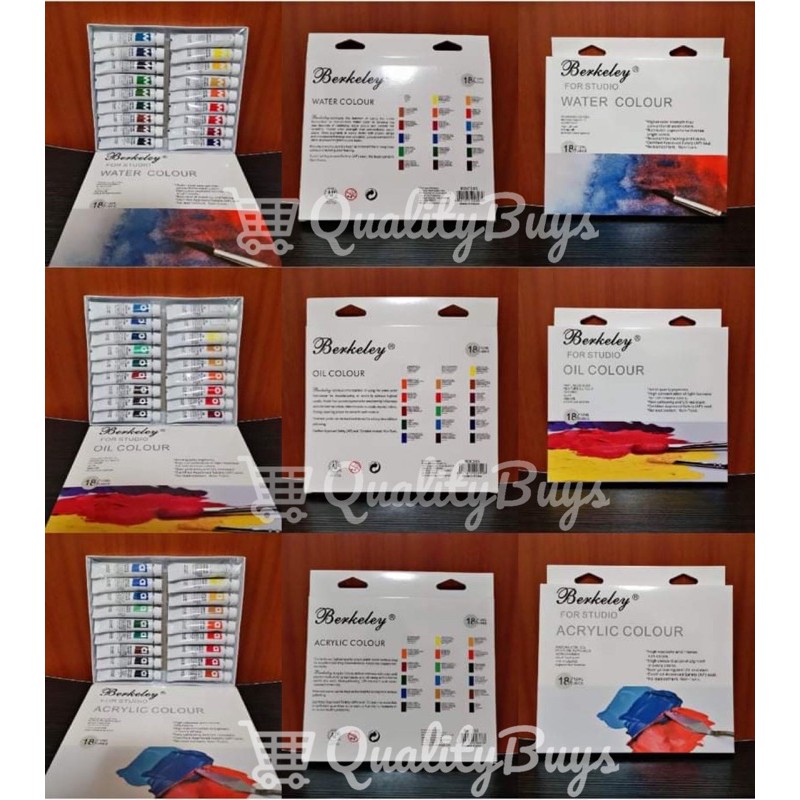 Berkeley 18tubes Acrylic / Water Colour / Oil Colour Paint (12ml/tube ...