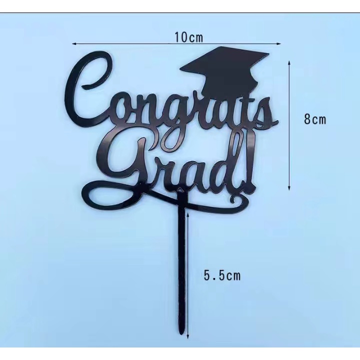 Graduation theme Congrats Grad cap acrylic cake topper baking props ...