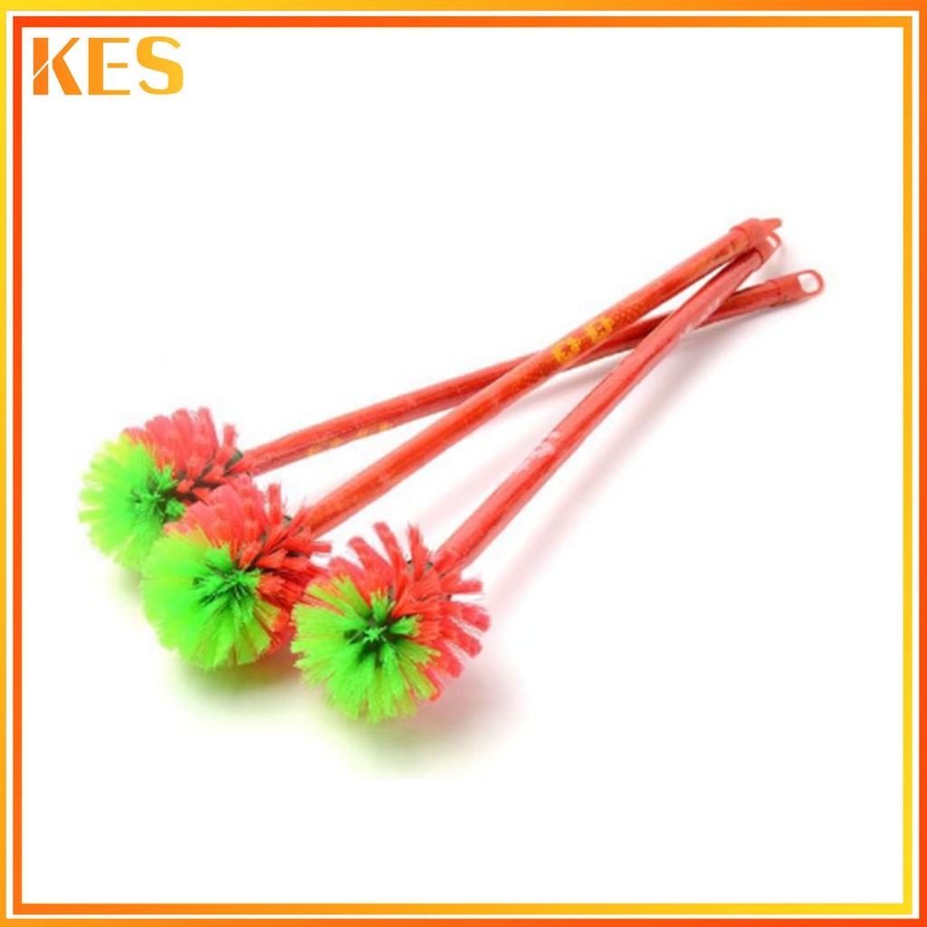 kes*Long Plastic Round Toilet Brush Hard Bristle Cleaning Bathroom ...