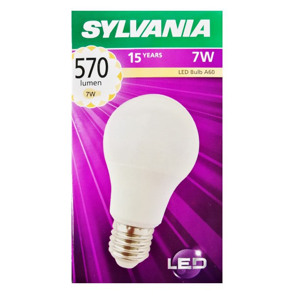LED Bulb 7W Warm White WW Sylvania 3000k 570lm 220-240V E27 A60 ...