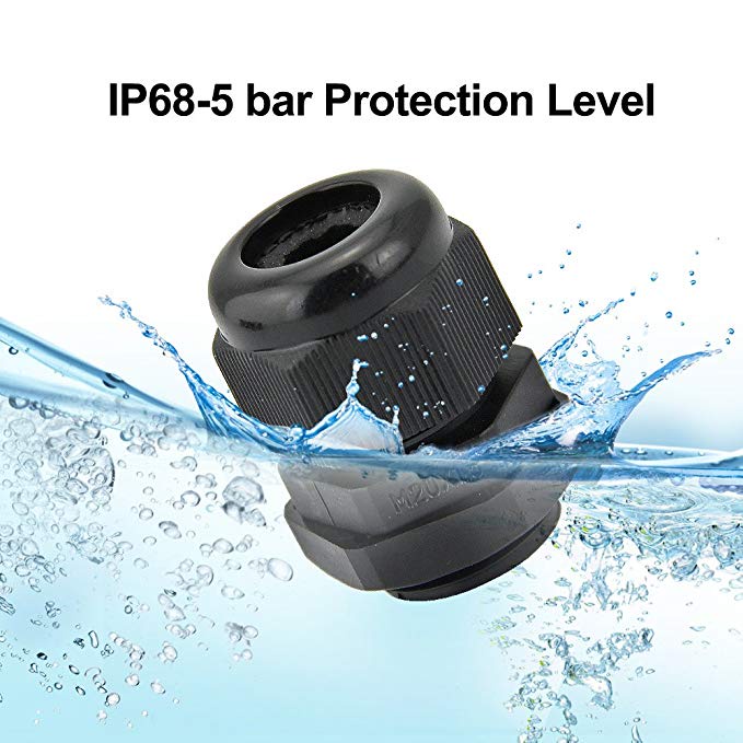 10 PCS High grade Metric Thread Waterproof plastic IP68 nylon Black ...