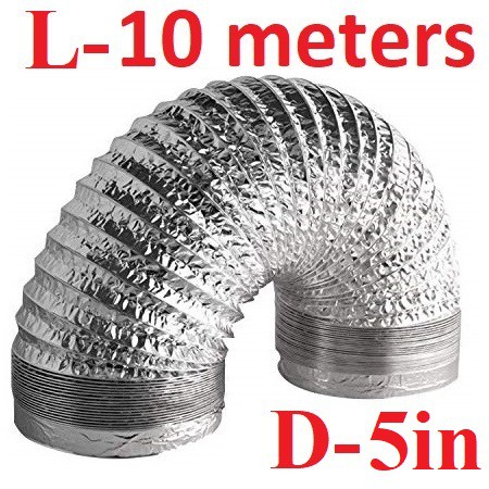 Flexible Aluminum Air Duct (10 meters) 4 5 6 8 inches Foil Ducting ...
