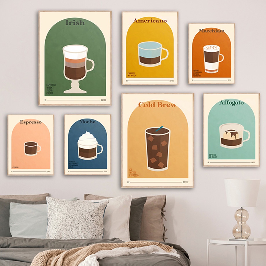 Caffe Latte Espresso Abstract Coffee Wall Art Canvas Painting Nordic ...