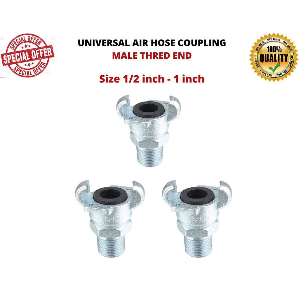 Universal Air Hose Coupling Male Thread Ene ( 1/2 Inch To 1 Inch Size ...