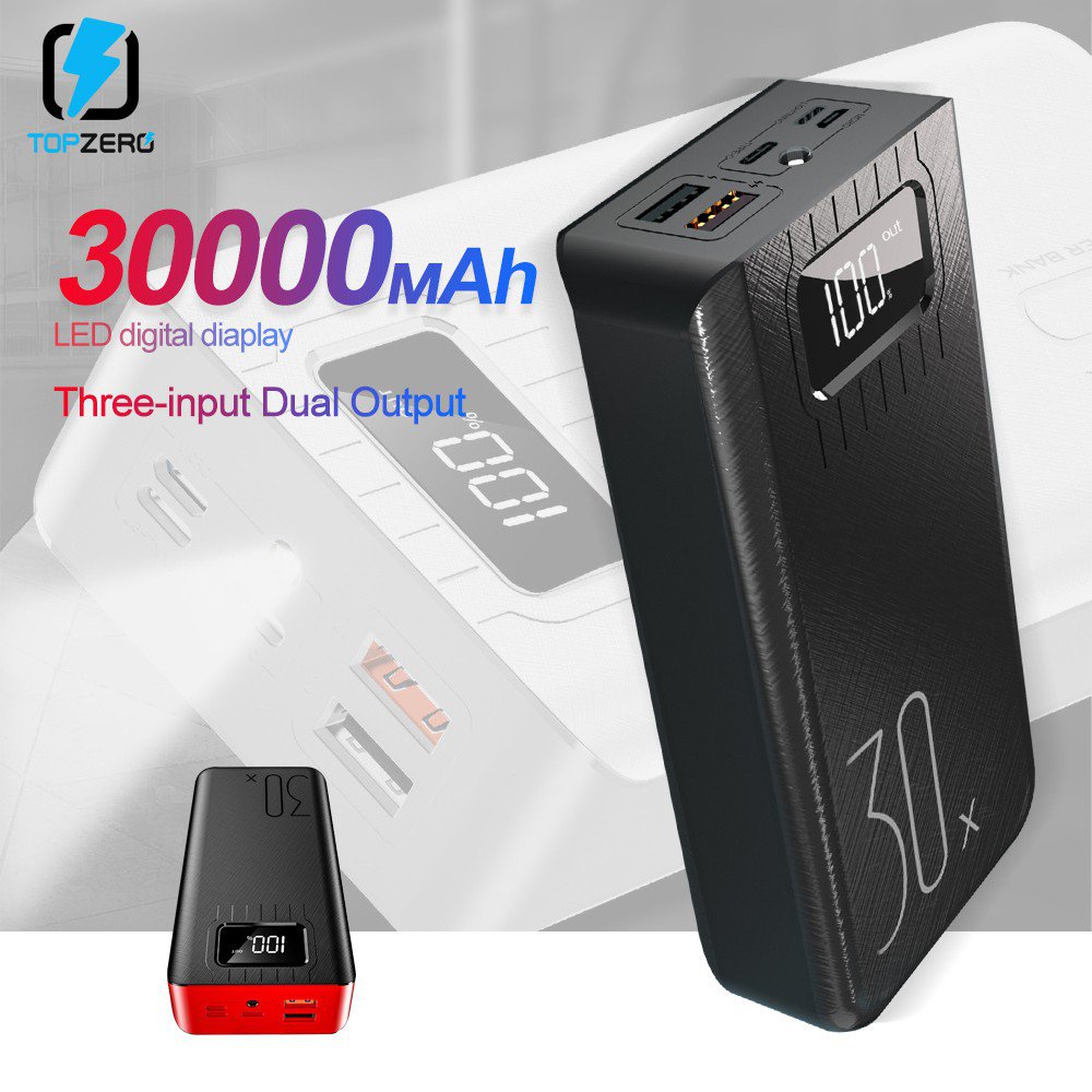 Power Bank 30000mAh TypeC Micro USB C Powerbank LED Display Portable ...