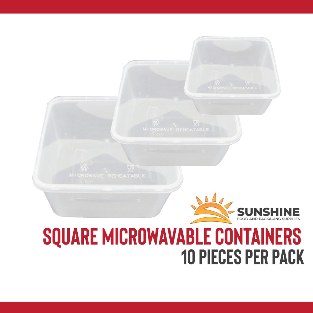 10pcs Square Microwave Tub Takeout Food Box Plastic Box SQ500 | Shopee ...