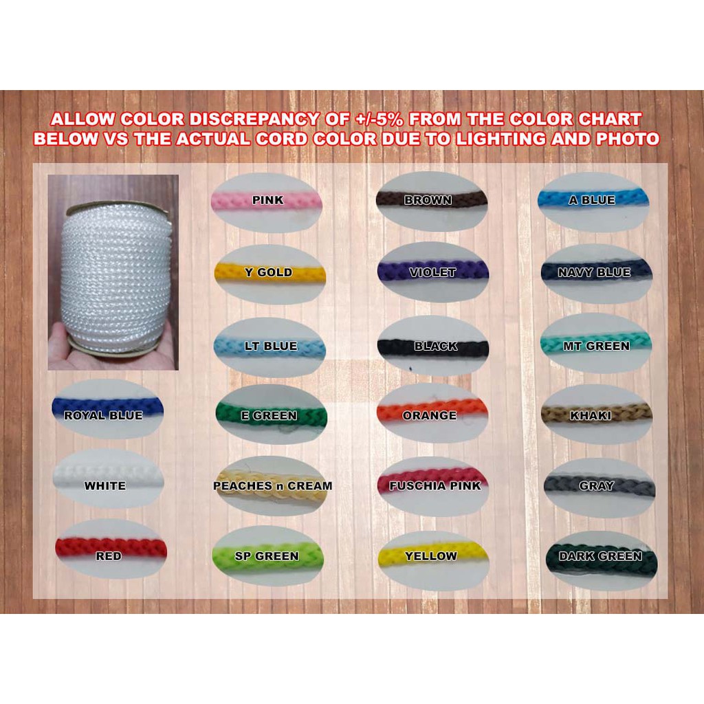 PER ROLL Japan Cord APPROX 36 YARDS (SET 2 OF 2 COLOR CHART) | Shopee ...