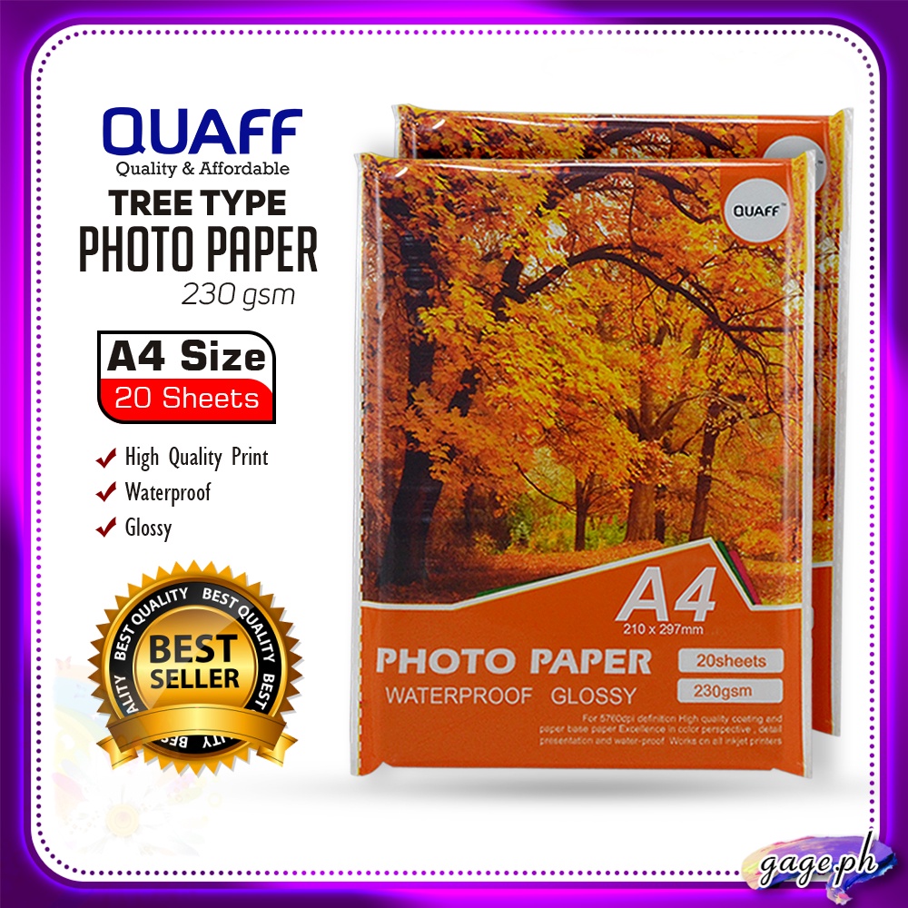 QUAFF Tree Type Photo Paper A4 / 3R / 4R / 5R 230GSM (20 sheets per ...