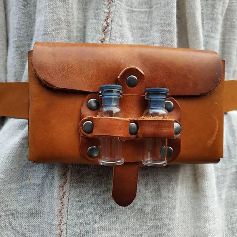 Renaissance Medieval Alchemy Belt Potion Pouch Holder Leather Bag Kit ...