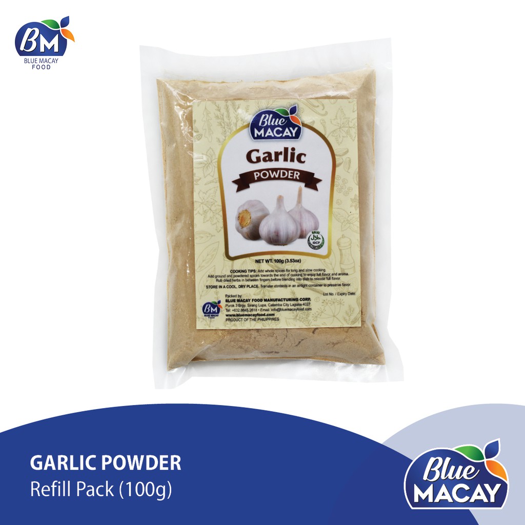 Blue Macay Garlic Powder 100grams (PURE & HIGH-GRADE SPICE) | Shopee ...