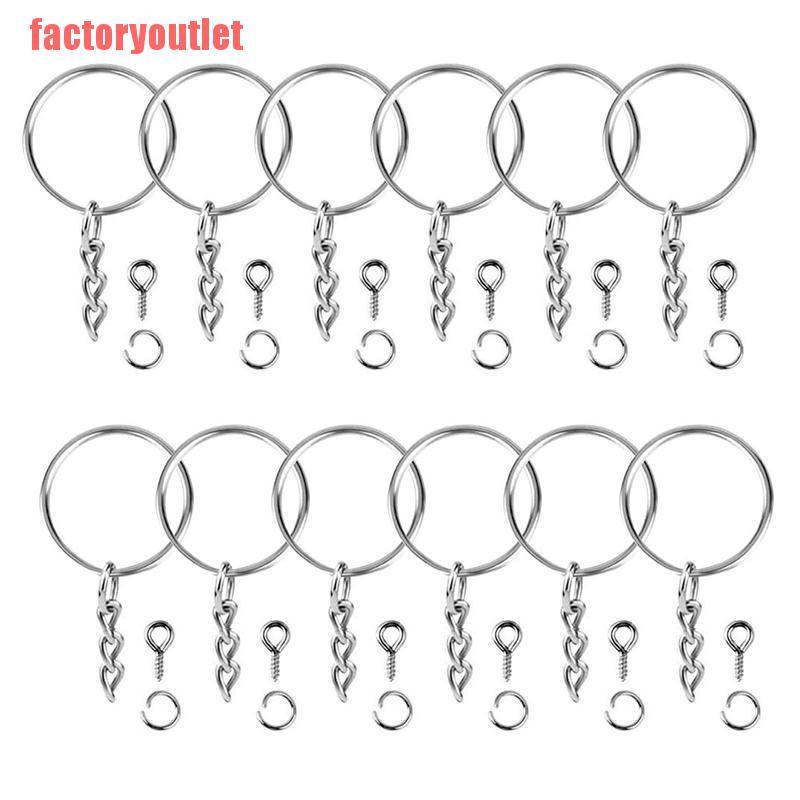 FCPH 150pcs Key Ring with Chain Split Jump Rings with Screw Eye Pins ...