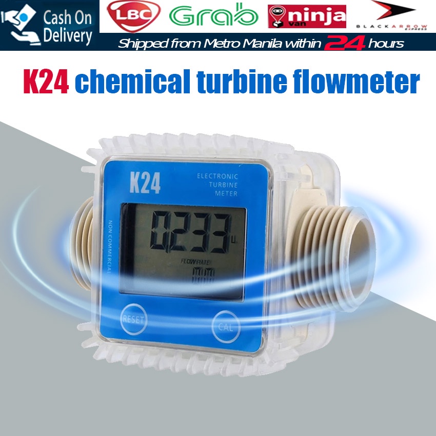 【Fast Delivery】K24 LCD Turbo Digital Flow Meter Flowmeter Diesel Fuel Water Oil Turbine | Shopee ...