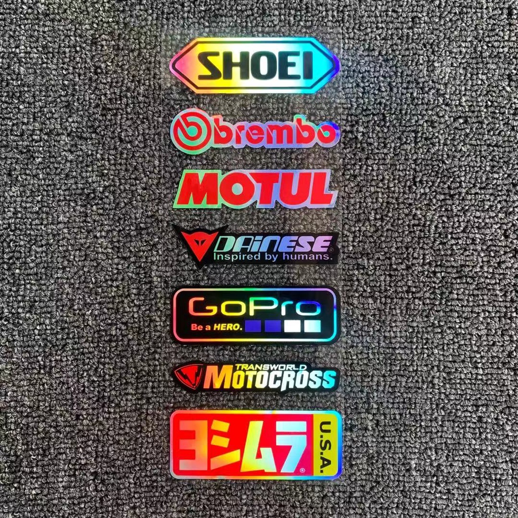 Japanese JDM AKRAPOVIC MOTUL Brembo GoPro Vinyl Holographic Sticker For Motorcycle Stickers And ...