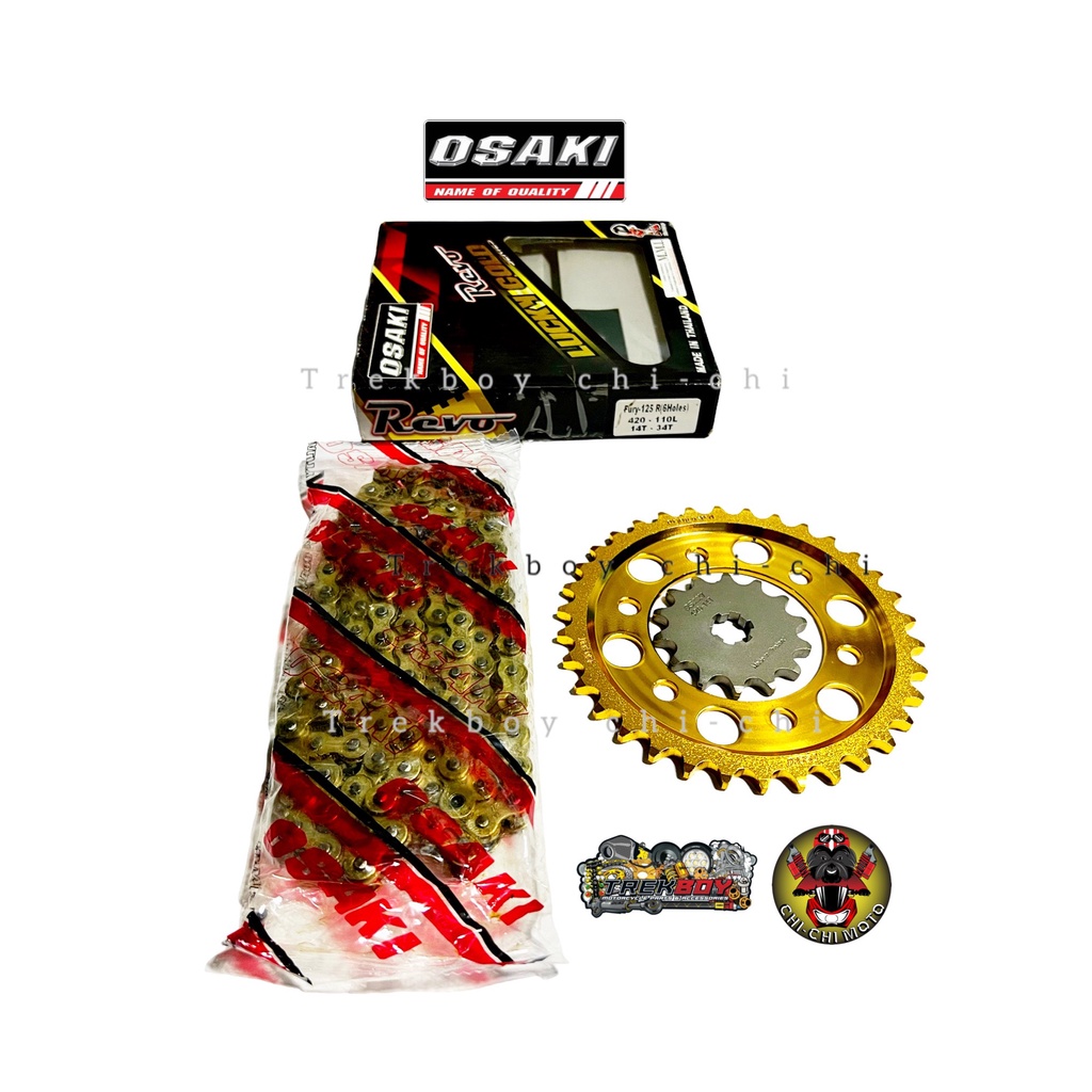 Osaki Lucky Gold for Fury 125 R 6 Holes Chain and Sprocket Set ( 14T ...