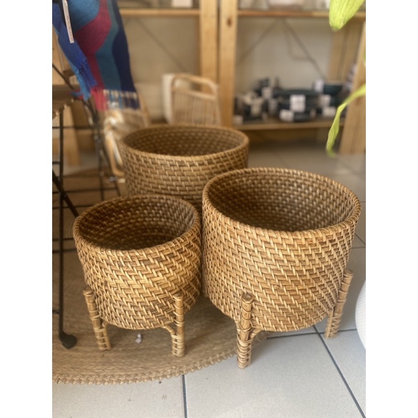 Native handwoven labtang/rattan planter with stand | Boho (sold per pc ...